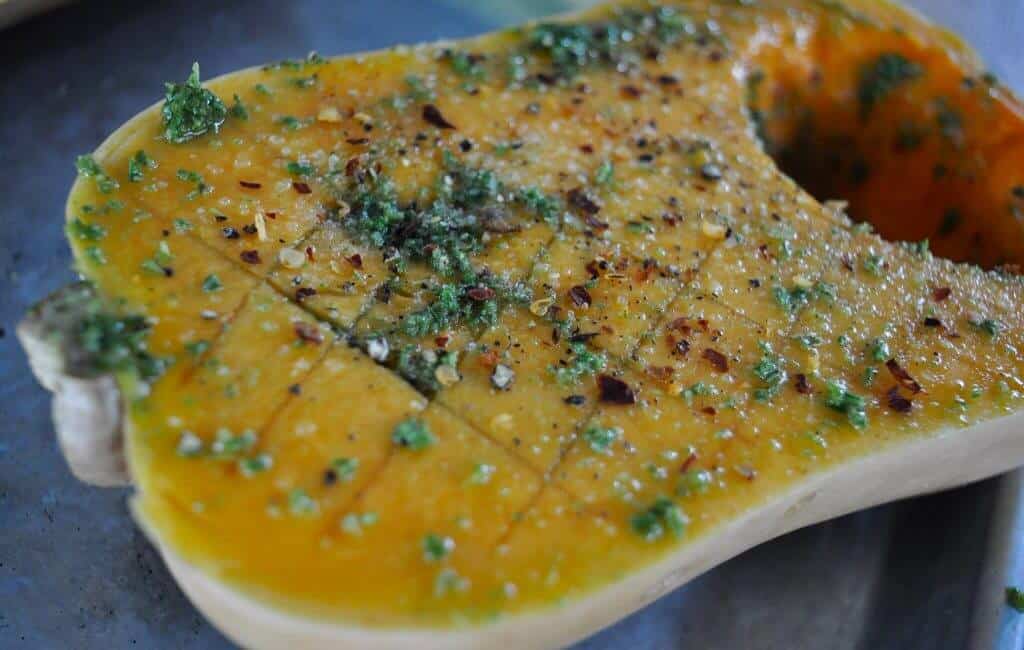 Roasted squash with herb oil - AnotherFoodBlogger