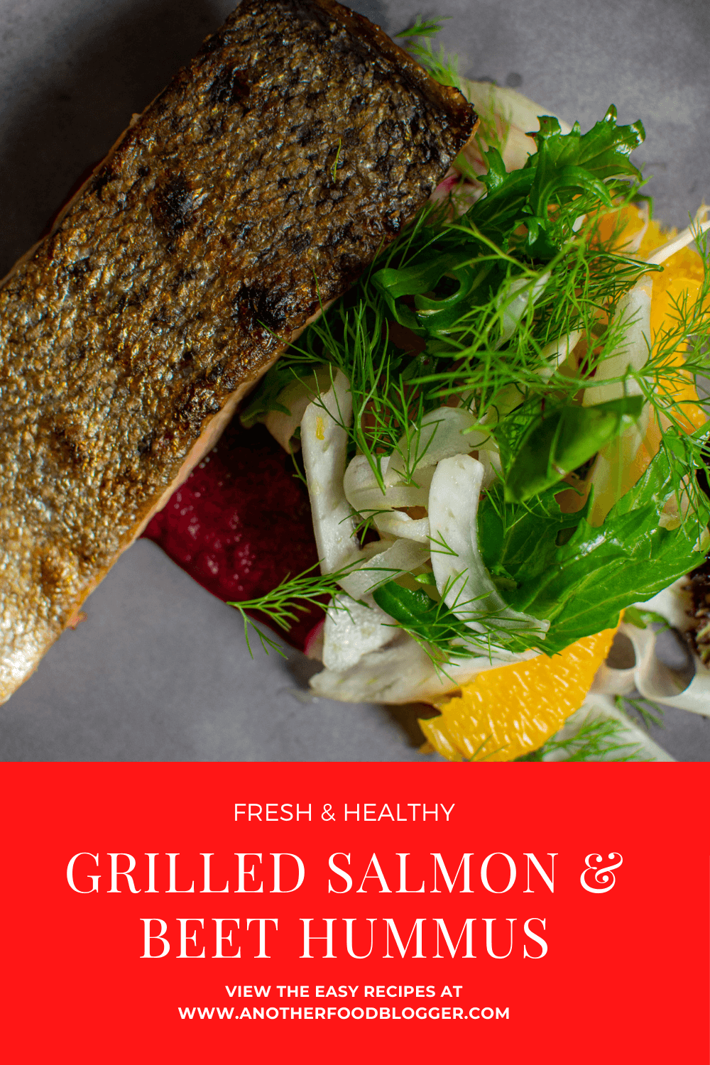 Grilled Salmon & Beetroot Hummus - AnotherFoodBlogger