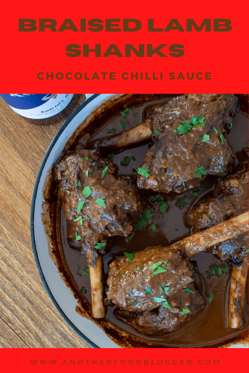 Red Wine & Chocolate Braised Lamb Shanks - AnotherFoodBlogger